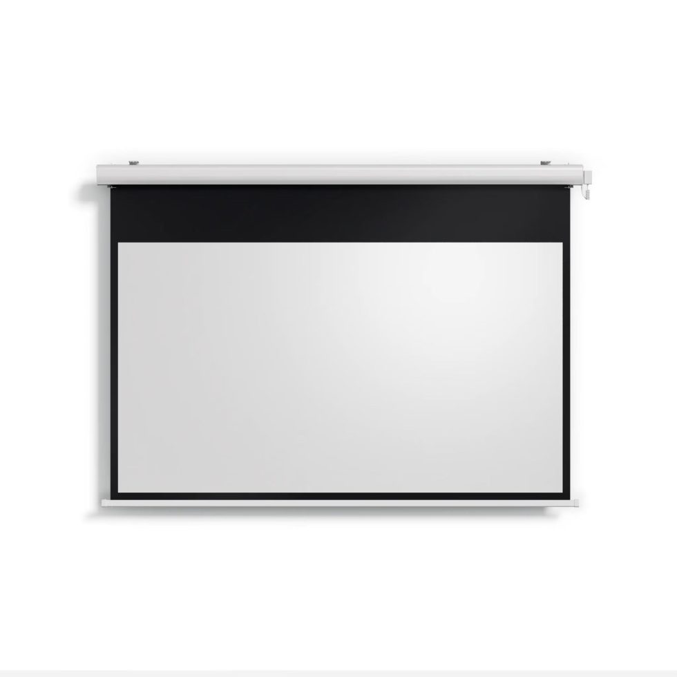 Valerion Backyard Weather Proof Motorized Drop Down Matte White Screen ...